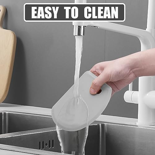 Sapid Flexible Curved Edge Silicone Bowl Scraper(5.98"×4.3"), Food Grade Dough Scraper for Baking Sourdough Bread, Cake, Bench Scrapers, Multipurpose Kitchen Dish Scrapers, Easy to Clean (1, Gray)