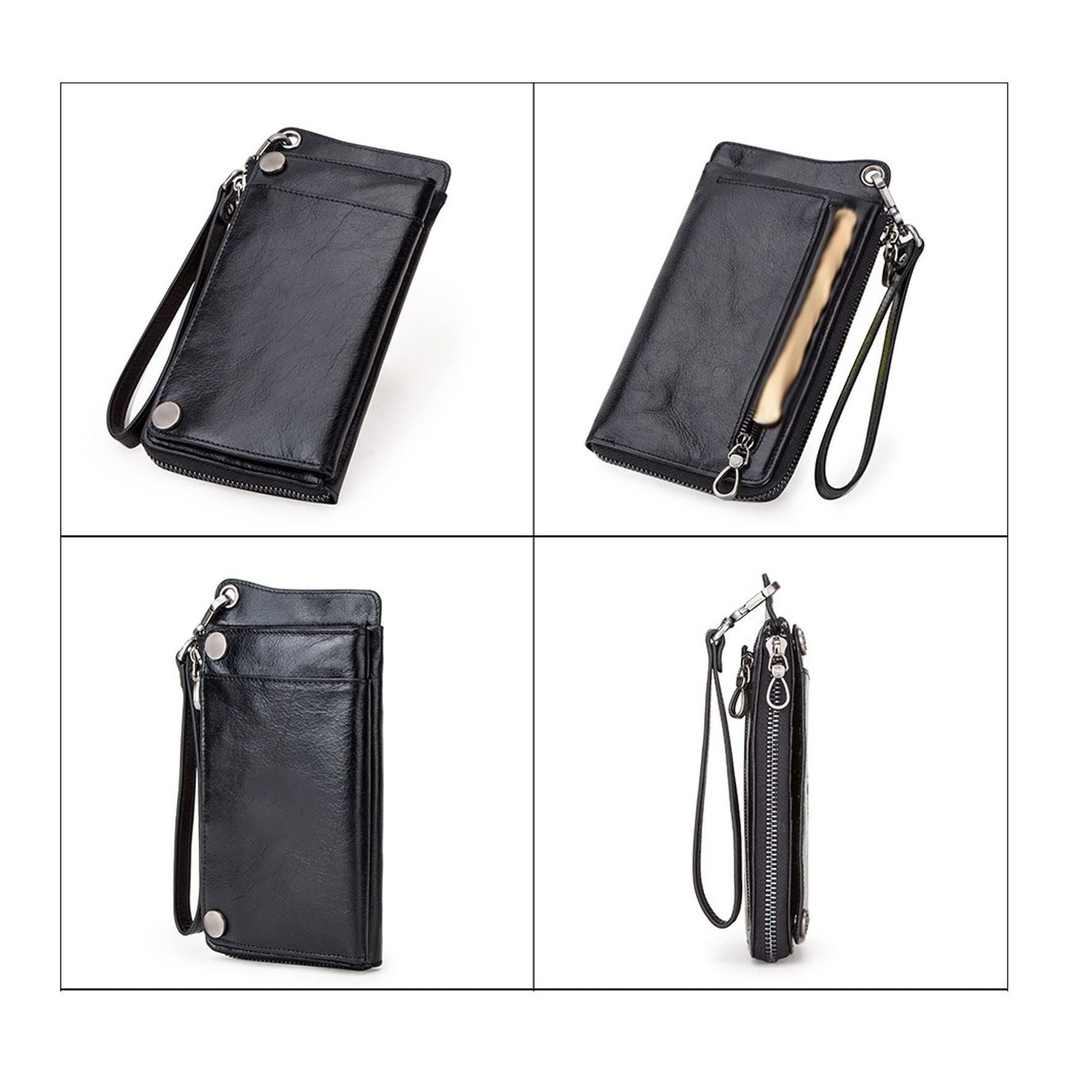 SPYBY Men's Money Organizers Money Clips Wallets RFID Blocking Genuine Leather Business Card Cases (Color : Black)