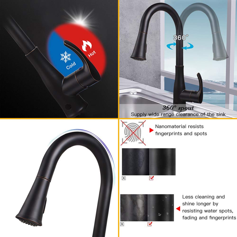 Kitchen Faucets with Pull Down Sprayer,Atalawa Touchless Kitchen Sink Faucets,Motion Sense Wave Faucet High Arc Single-Handle Brushed Nickel 1or 3 Hole Deck Mount 3 Mode,Spot Resist