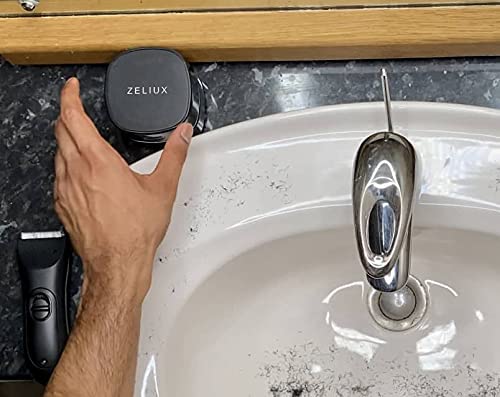 Zeliux VacGroom Grooming Vacuum Cleaner for Men - Portable USB Rechargeable Stubble Bathroom Sink Cleaner with Post-Trimming Beard Hair Suction