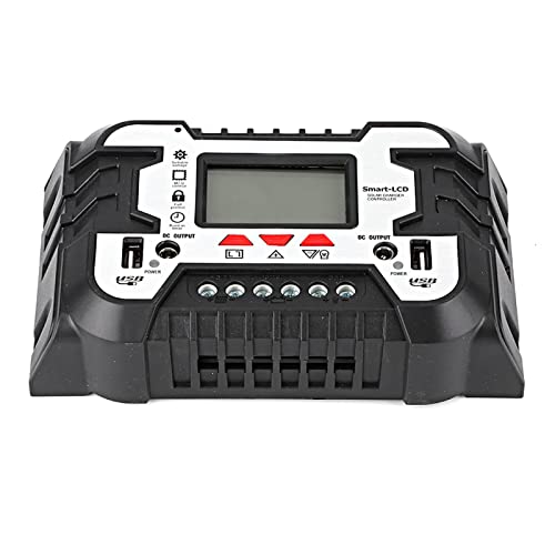 Solar Charge Controller, Solar Charge Controller MPPT Dual USB LCD Display 2.4A 12V24V IP32 Waterproof (50A)