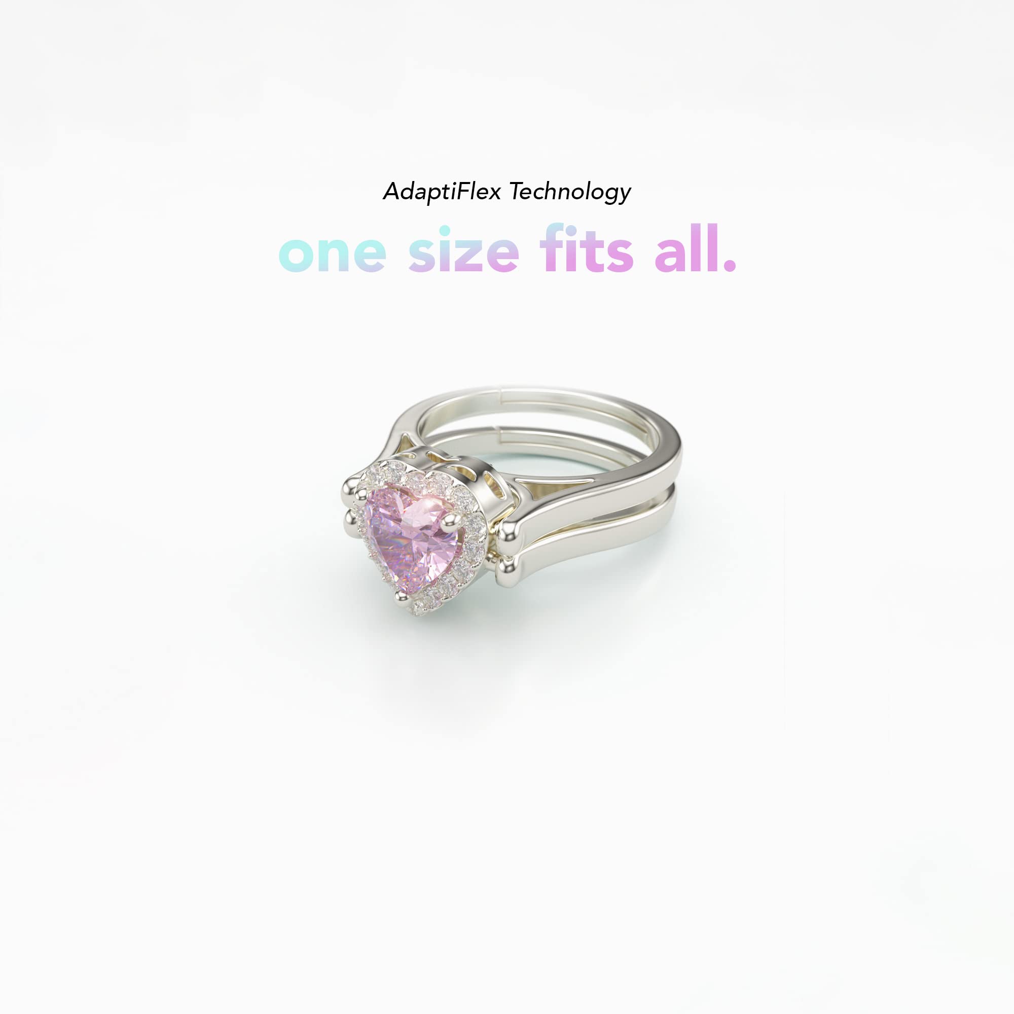 Polia Reversible Heart Ring with Gift Bag - Adjustable Band - Blue & Pink Gemstone