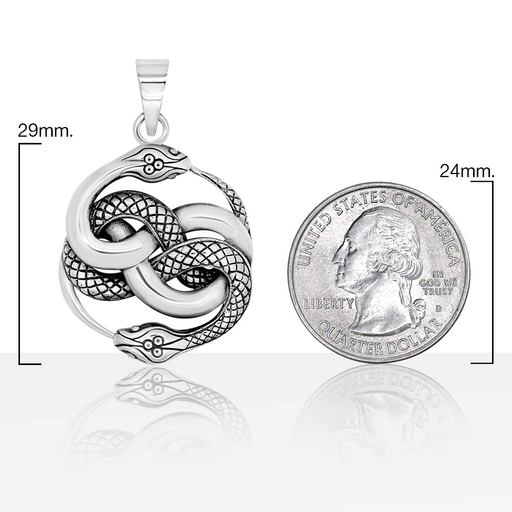 NARADA Jewelry 925 Sterling Silver Snake Serpent Infinity Ouroboros Pendant Necklace 18"
