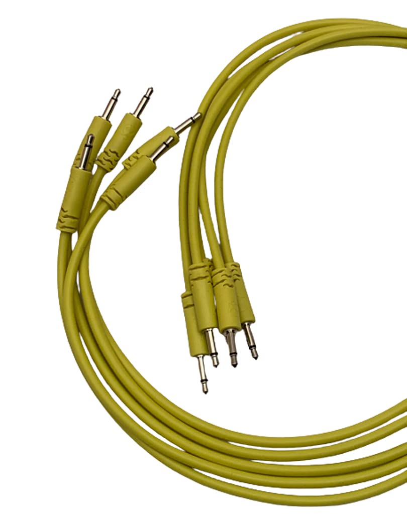 Luigis Modular Supply Spaghetti Eurorack Patch Cables - Package of 5 Yellow Cables, 12 (30 cm)
