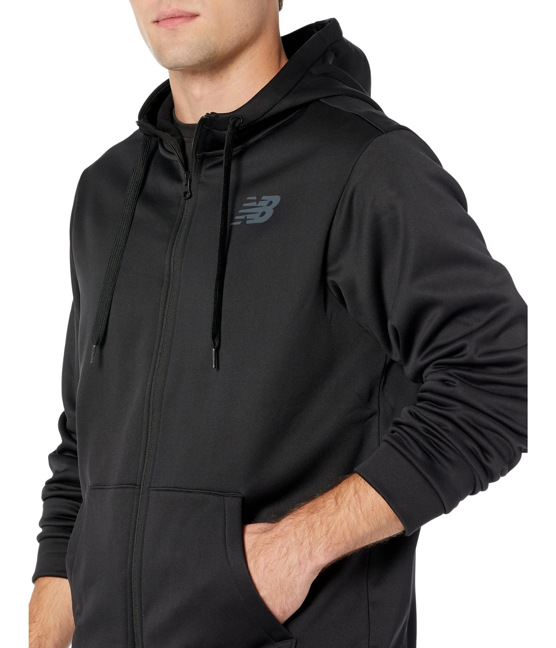 New Balance Men's Tenacity Performance Fleece Full Zip Hoodie, Black, Small