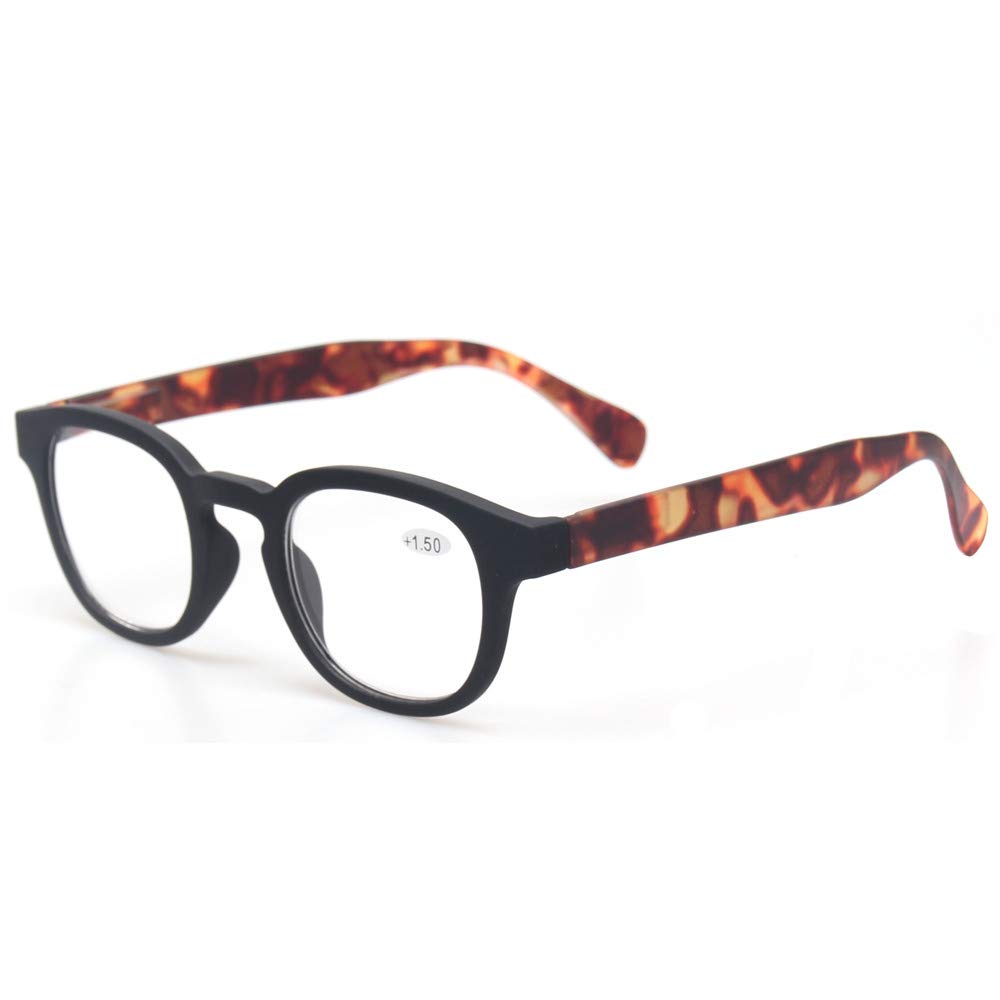 Kerecsen Reading Glasses Fashion Men and Women Readers Spring Hinge with Pattern Design Eyeglasses for Reading (5 Pack Mix Color, 1.25)