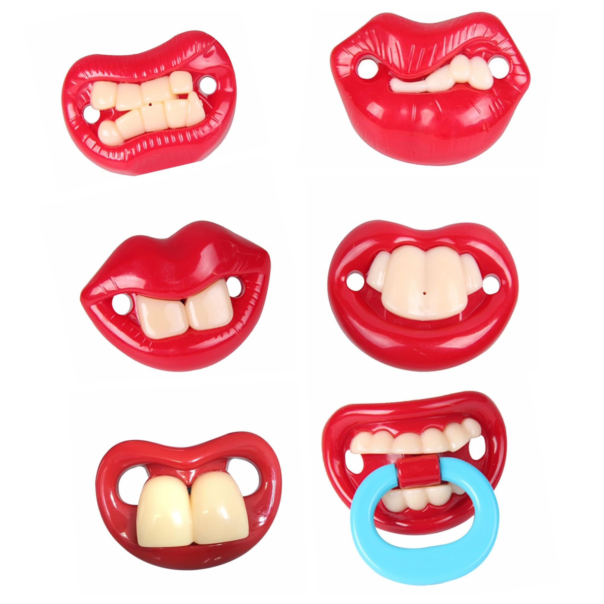 UgKsbdVjk 3pcs Funny Dog pacifier Silicone Buck Teeth Pacifier for Puppy Red Lips Cat Dog Snout Puppy Dental Health Pet Supplies(H-6PCS)