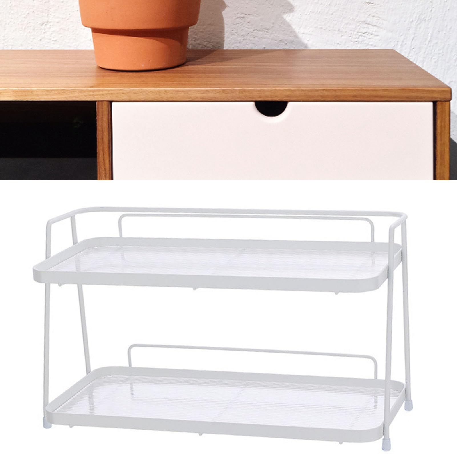 YYEFNMAZ Counter Standing Rack Cosmetic Organizer Holder 2 Tier Shelf Storage Organization Sturdy Bathroom Organizer Space Saver (White)