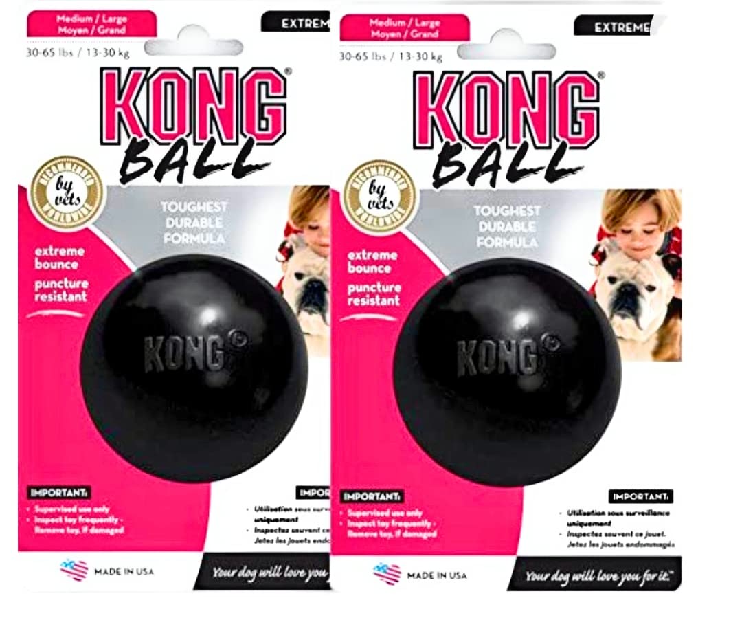 KONG - Extreme Ball - Durable Rubber Dog Toy for Power Chewers, Black - for Medium/Large Dogs