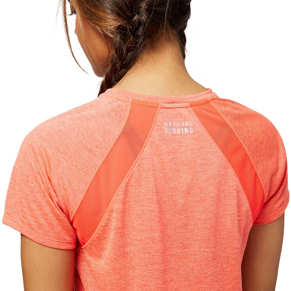 New Balance Women's Impact Run Short Sleeve 22, Electric RED Heather, S