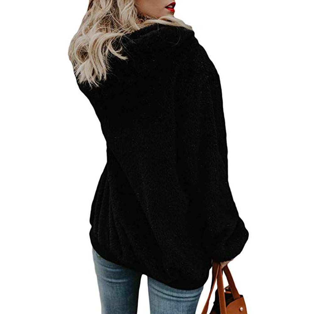 KYLEON Women's Oversized Sherpa Fuzzy Pullover Hoodie with Pockets Sweatshirt Long Sleeve Outwear Coat Sweaters Blouse Tops
