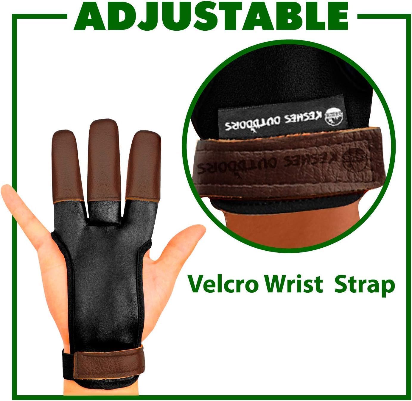 KESHES Archery Glove Finger Tab Accessories - Leather Gloves for Recurve & Compound Bow - Three Finger Guard for Men Women & Youth