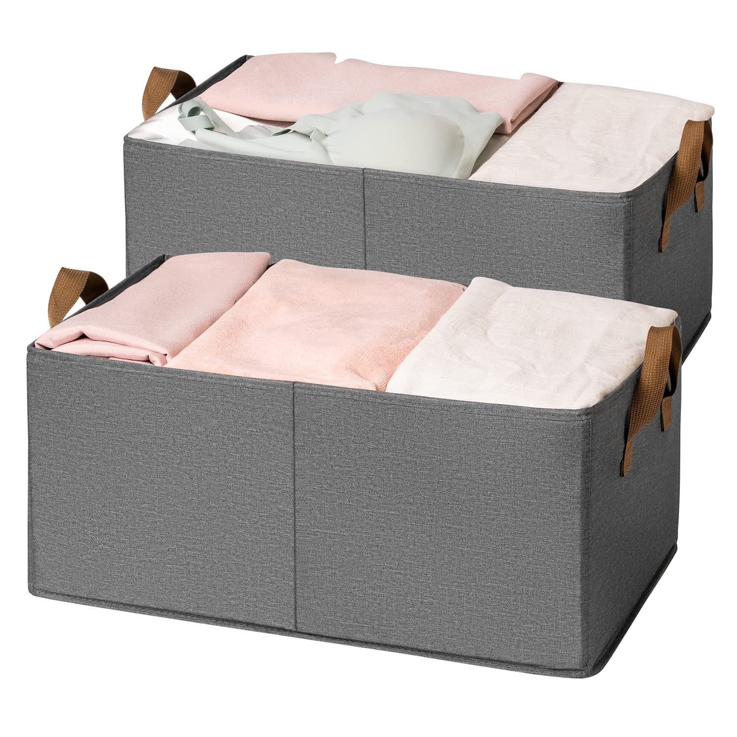 ORALSO Storage Baskets for Shelves with Handles, 18x11in Large Folding Fabric Storage Bin Closet Storage Containers Boxes, Clothing Storage Bins for Shelf Organizer