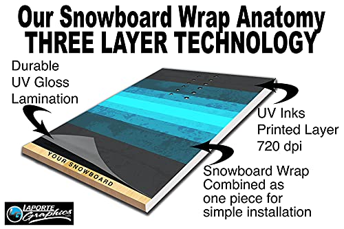 Snowboard Wrap 169 - Orange Mountains, Sunset, Trees Snowboard Graphic Decal - Includes Application Squeegee - 14 inch x 65 inch fits most snowboards