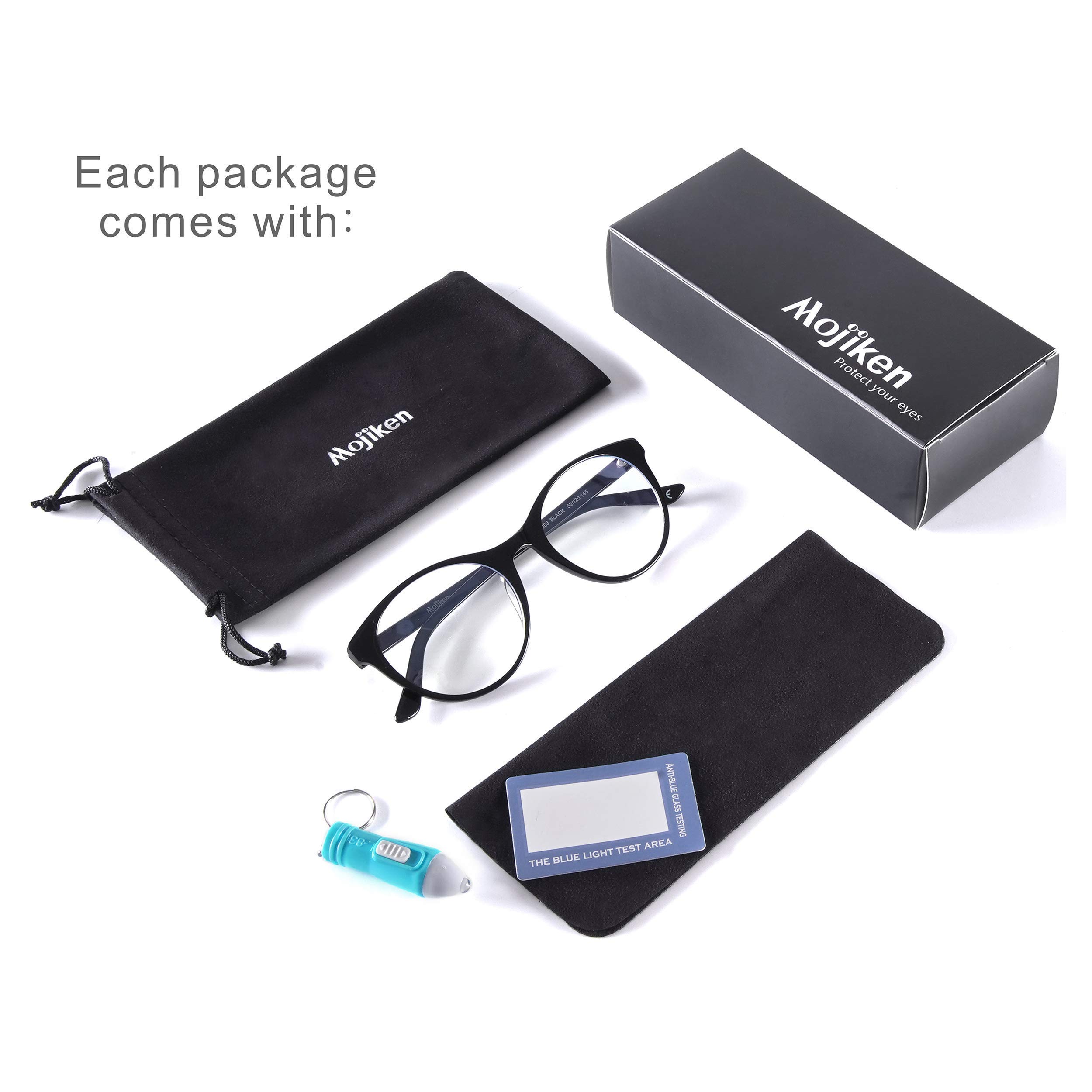 Mojiken Blue Light Blocking Glasses, Anti Eyestrain Vintage Acetate Frame, Computer Reading Gaming Glasses, TV Glasses Women Black 1 Pack