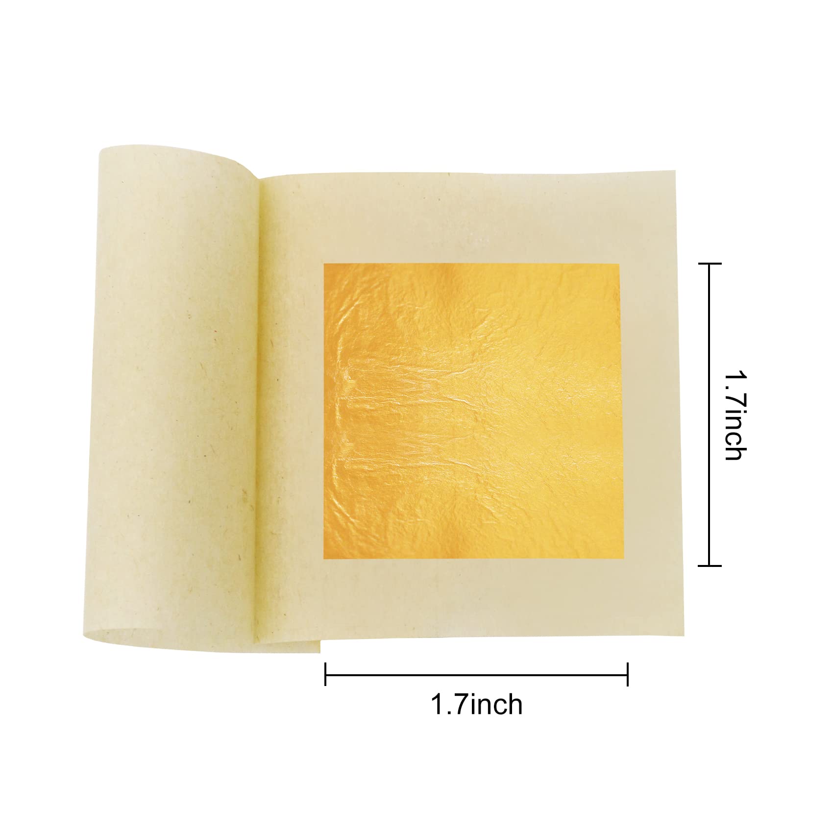 KINNO 1.7" Edible Gold Leaf Sheets,24K Gold Foil for Cake Baking, Skincare, Craft, Food Decoration