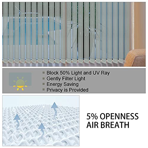 LETAU Cordless Sheer Vertical Window Blinds, Light Fitering, Reduce Sun Glare, UV Protection, White Window Shades for Slidding Door, French window, Room Divider, Glass Wall,OverSized Windows¡