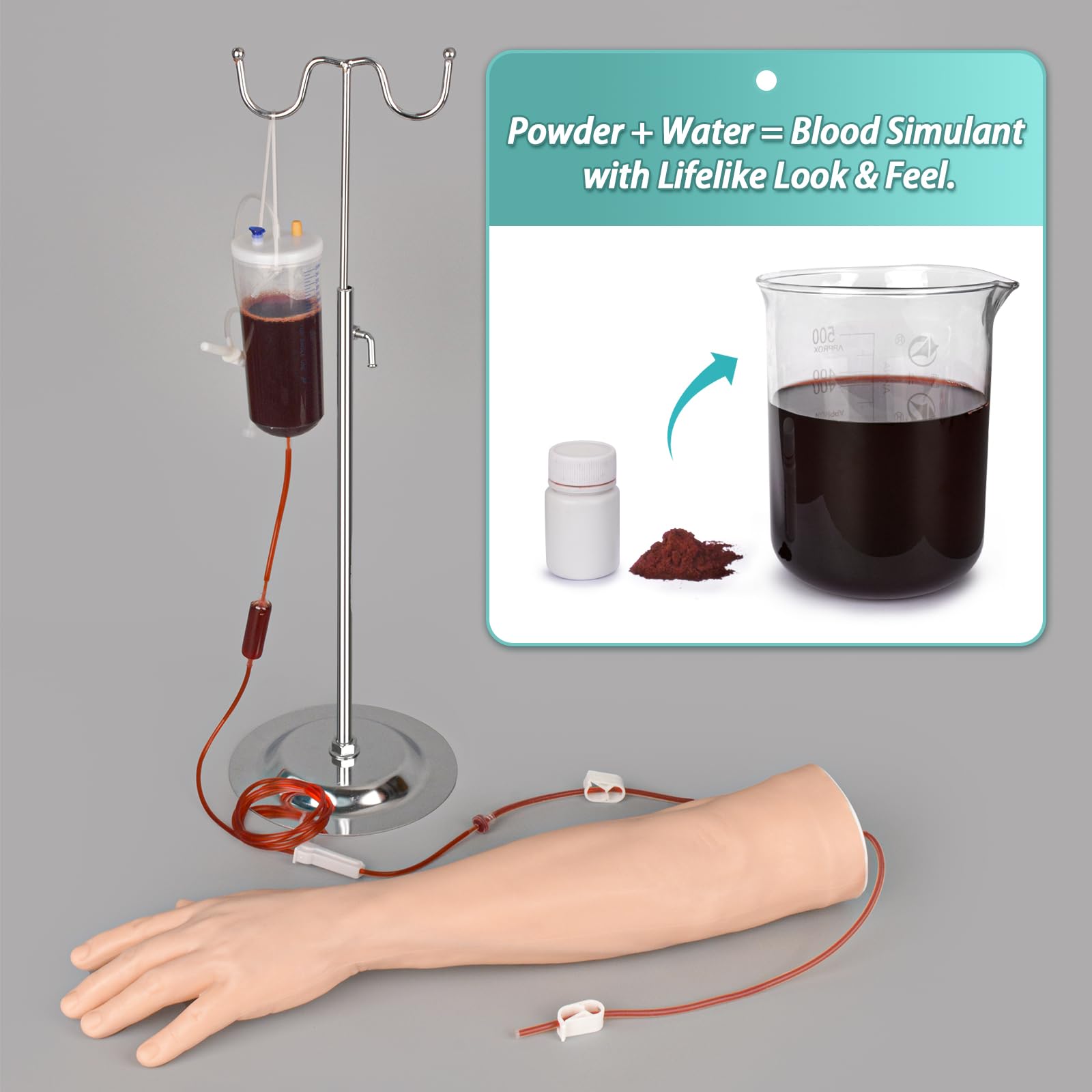 MedEduQuest Intravenous Practice Arm Kit for Nursing Student，Phlebotomy Practice Kit Latex-Free with Portable Case（Education Use Only）