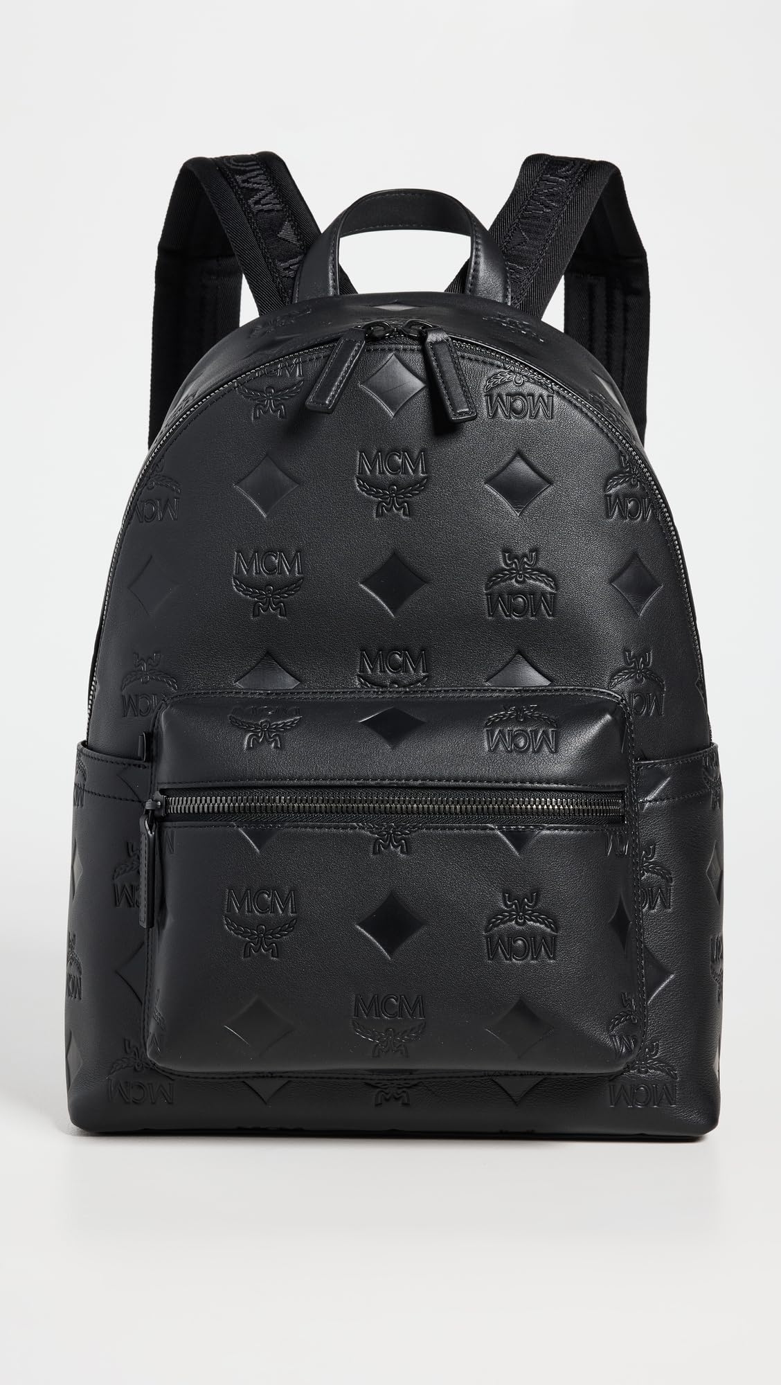 MCM Men's Stark Medium Leather Backpack, Black, One Size