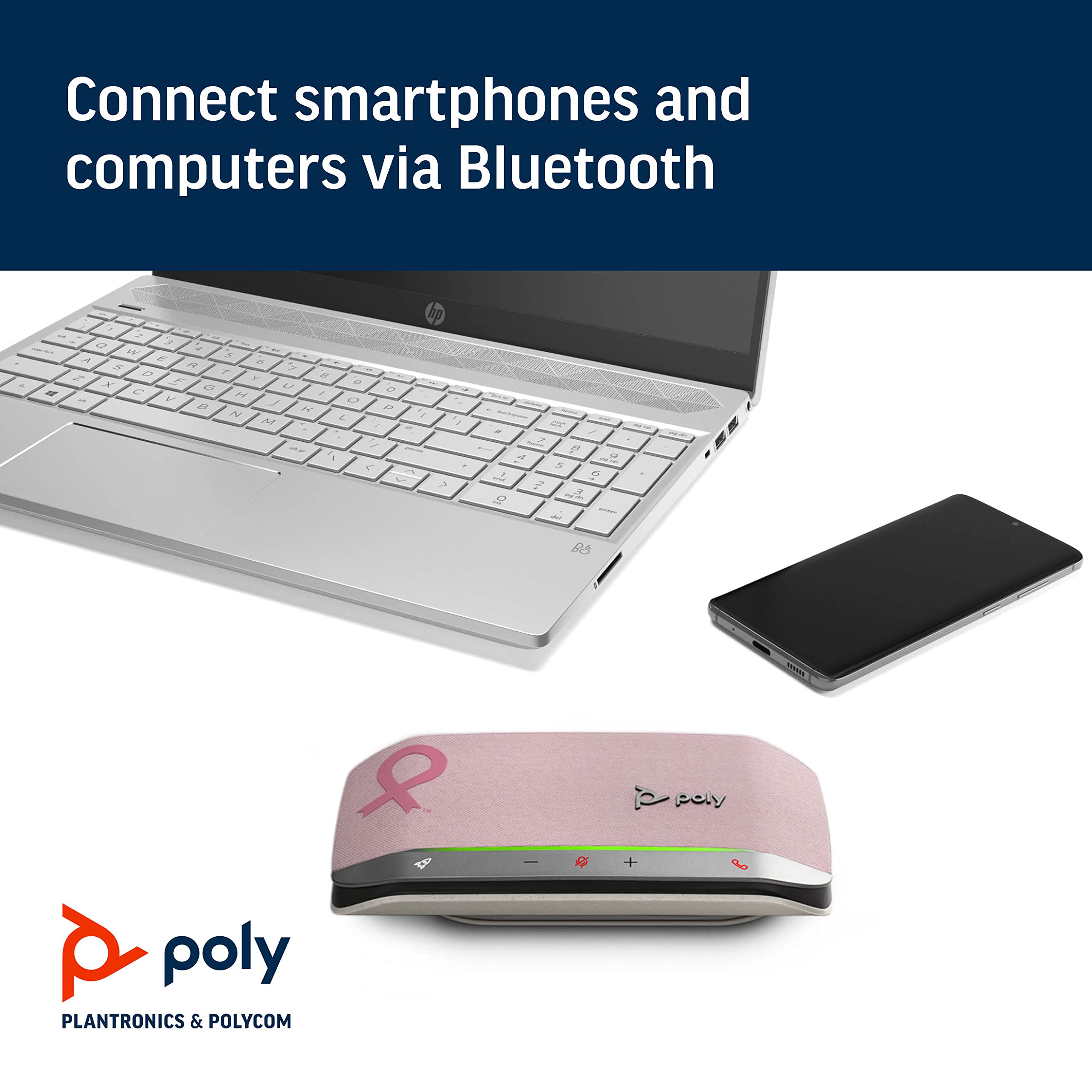 Poly β Sync 20 USB-A Pink Personal Bluetooth Smart Speakerphone (Plantronics) - Connect to Cell Phone via Bluetooth, PC/Mac via Included USB-A Cable - Works with Teams, Zoom (Certified) & More