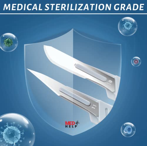 MedHelp Disposable Scalpels #10 + 11 β Box of 20 Disposable Dermaplaning Blades with Plastic Handle, Scalpel Blades, High Carbon Steel Dermablade Blades Individually Wrapped Sterile