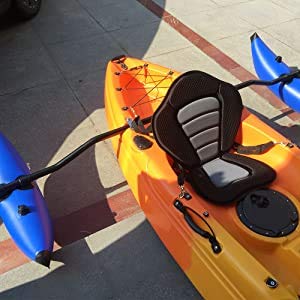 Lixada 1pc Adjustable Kayaking Canoeing Sit On Top Kayak Seat Back Rest Seat Backrest Support Back Pad Band Antiskid Cushiony Black