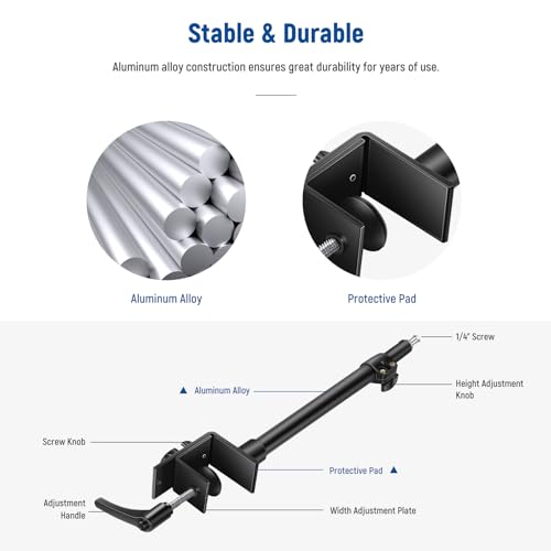 NEEWER Camera Desk Mount with C Clamp, 2 Pack 13.8"-23.6" Adjustable Desktop Light Stands with 1/4" Ball Heads Cold Shoe Adapters Long Handles for Webcam DSLR Camera Monitor Ring Light, Max Load 5kg
