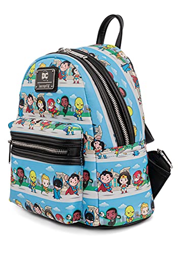 Loungefly DC Comics Superheroes Chibi Lineup Womens Double Strap Shoulder Bag Purse