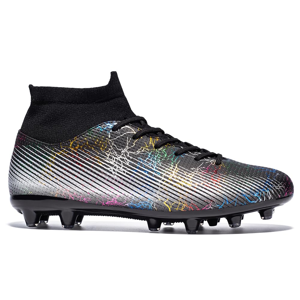 KouAzAz Men's Soccer Cleats Shoes Football Boots High-Top Professional Training Athletic Sneaker Black