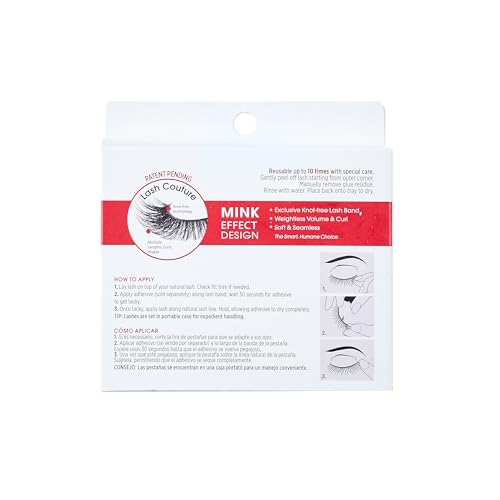 KISS Lash Couture, False Eyelashes, Muse', 14 mm, Includes 2 Pairs Of Lashes, Contact Lens Friendly, Easy to Apply, Reusable Strip Lashes, Glue On Lashes