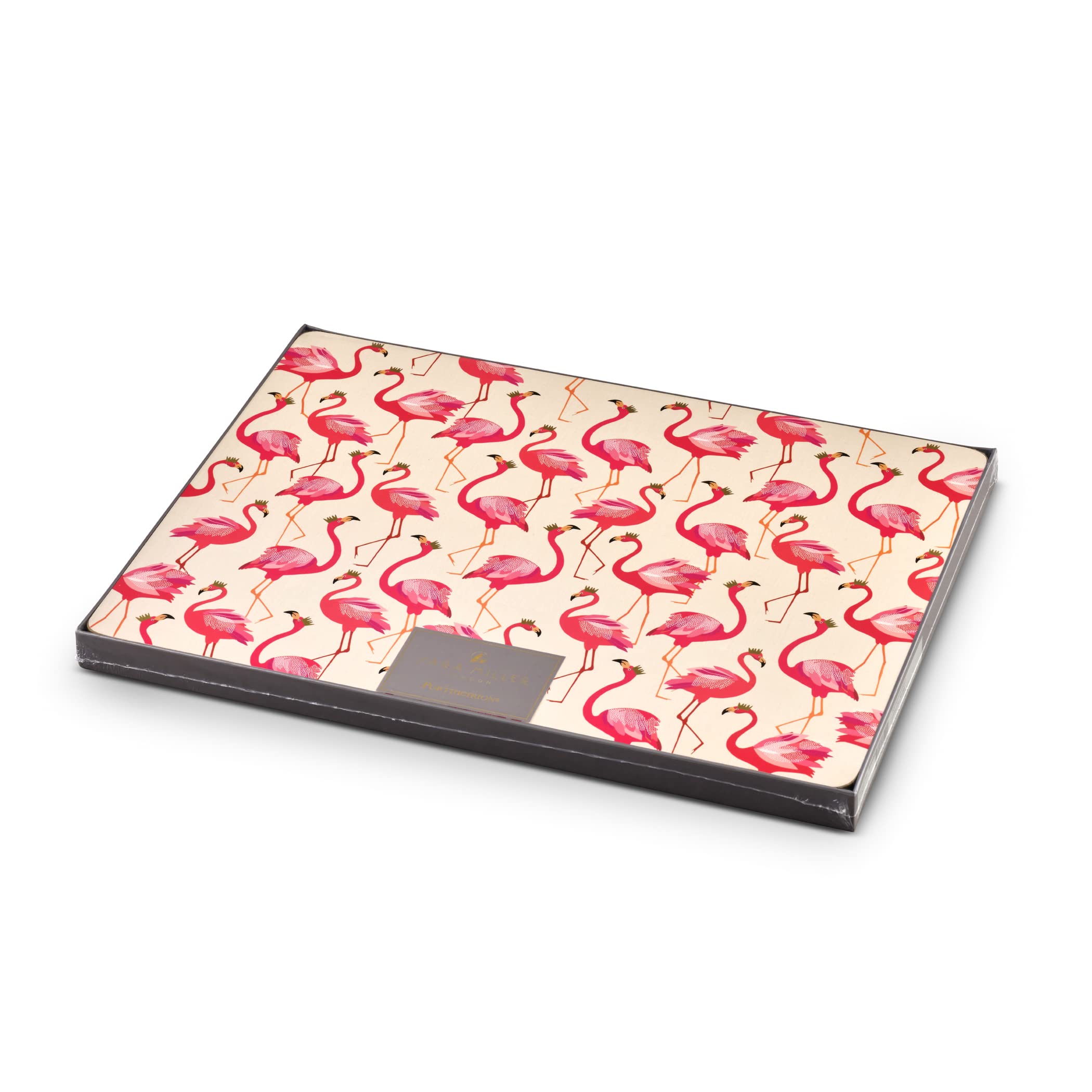 Pimpernel Sara Miller London Flamingo Collection Placemats | Set of 4 | Heat Resistant Mats | Cork-Backed Board | Hard Placemat Set for Dining Table | Measures 15.7” x 11.7”