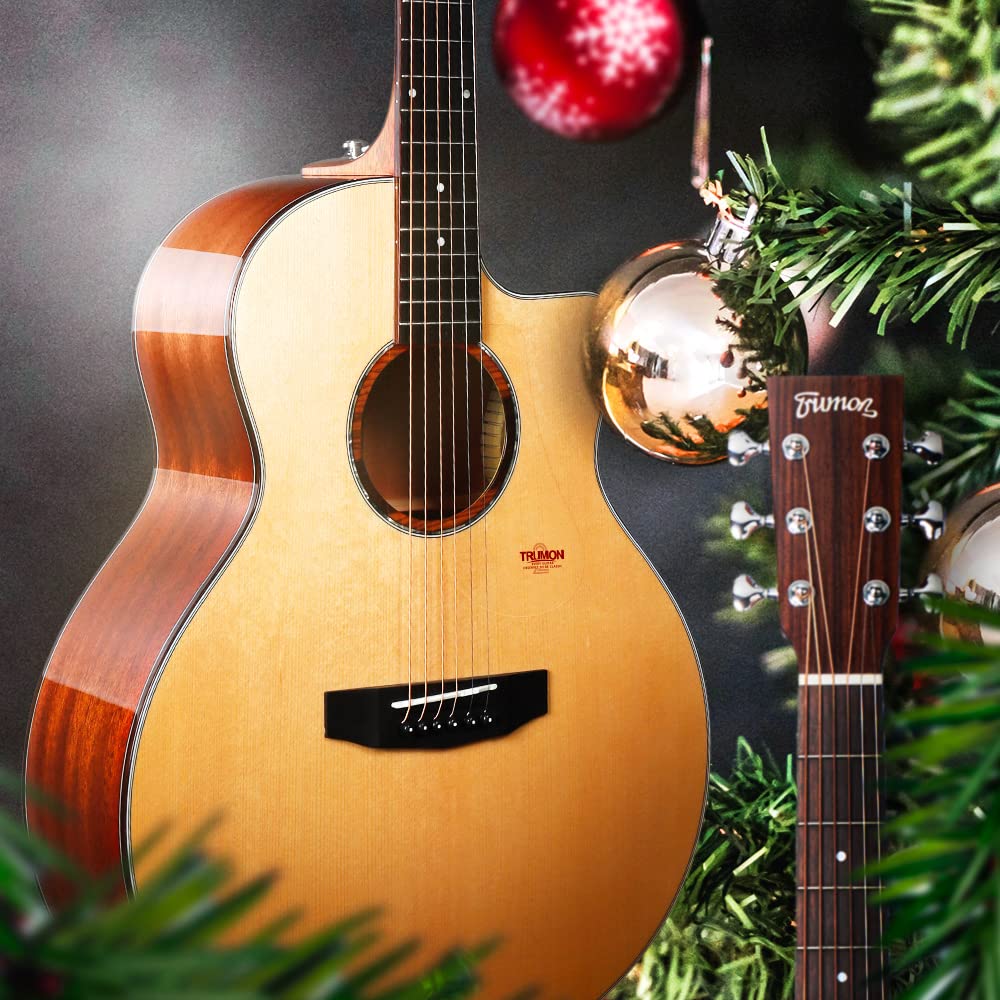 TRUMON Acoustic Guitar Solid Spruce Top for beginner Adult Full Size Dreadnought Cutaway Guitar Bundle with Gig Bag Strings Capo Pickguard Pick Right Hand