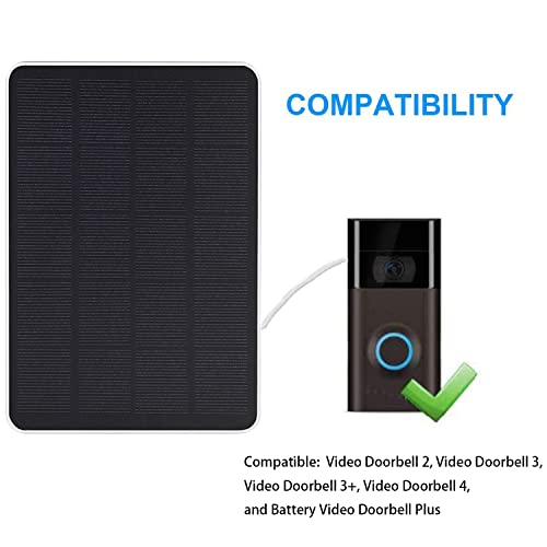 Solar Panel 4W Compatible with Ring, for Video Doorbell, Video Doorbell 3, Video Doorbell 3+ and Video Doorbell 4