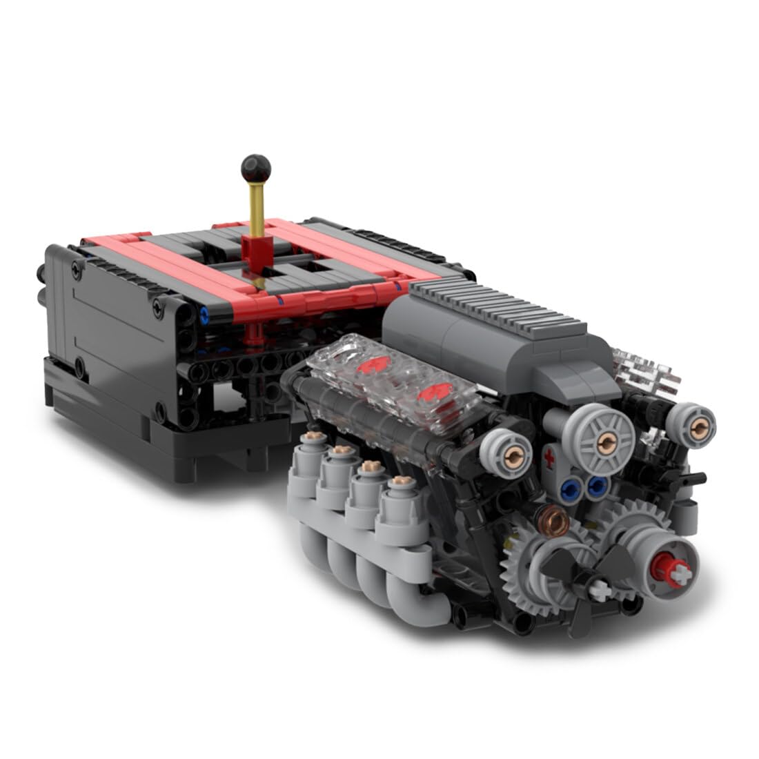 LDesign V8 Engine Motor with Gearbox Building Kit Mk2 Sci-fi Engine Model Building Toy Set 568PCS Compatible with Lego Technic Cars