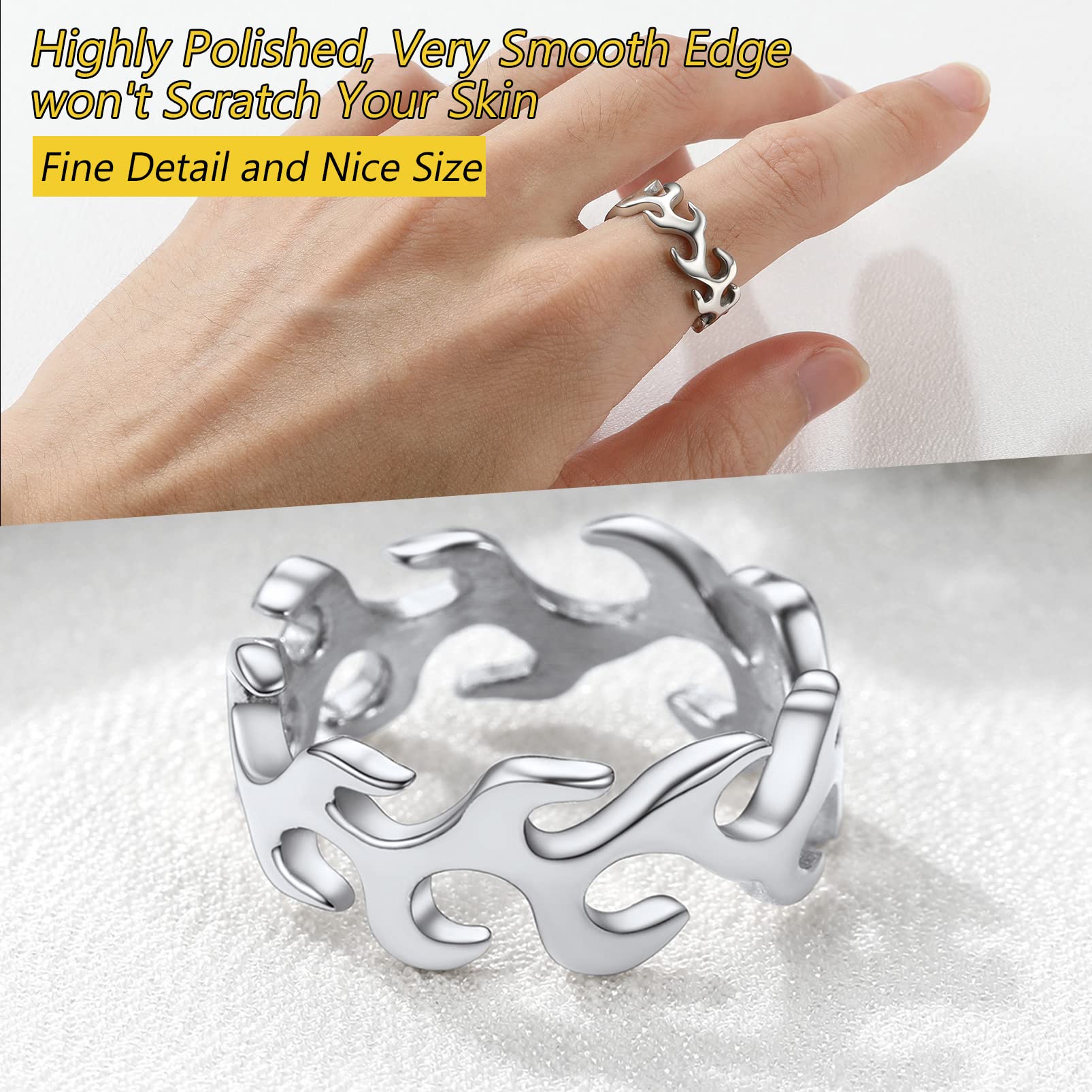 PROSTEEL Stainless Steel Flame Ring Jewelry Cool Pinky Rings For Men Size 7