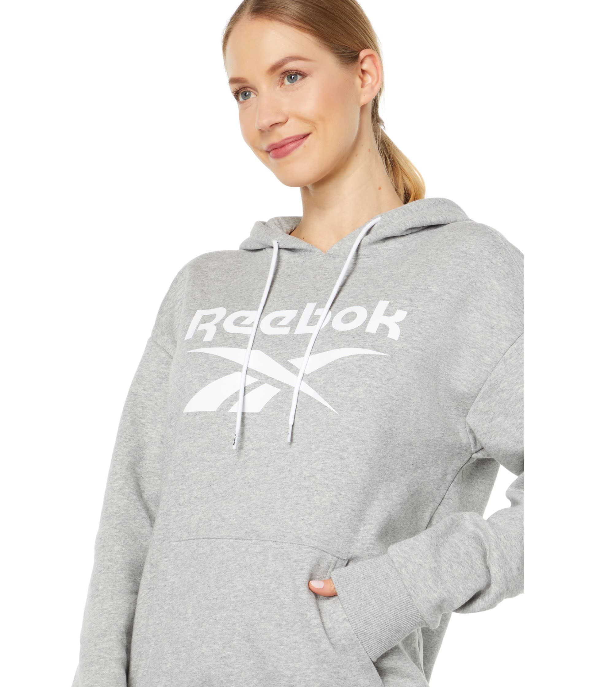 Reebok Women's Standard Big Logo Hoodie, Medium Grey Heather, X-Large