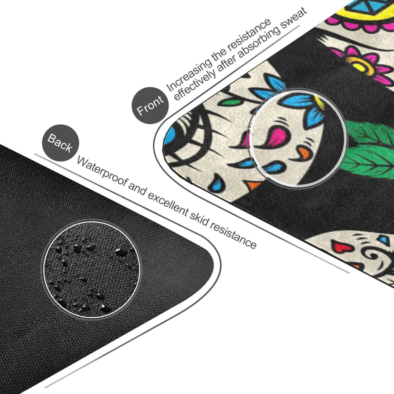 senya Mexican Sugar Skull Yoga Mat Cover, Non Slip Exercise Mat Cover High Performance Grip, Coming with Carry Bag(228vb9a)