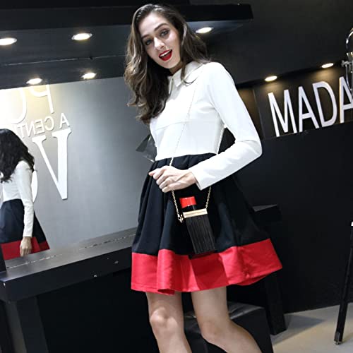 LETODE Women Acrylic Black Lipstick Shape Evening Bags Purses Clutch Vintage Banquet Handbag-black