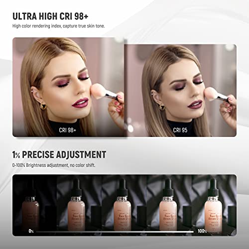 NEEWER Esthetician Light with Phone Holder & Travel Bag Kit, Support 2.4G/PC/MAC Control & Separate Control of 2 LED Light Heads, CRI98+ Bi Color Stepless Dimmable Tattoo Lighting Lash Lamp, BH40B