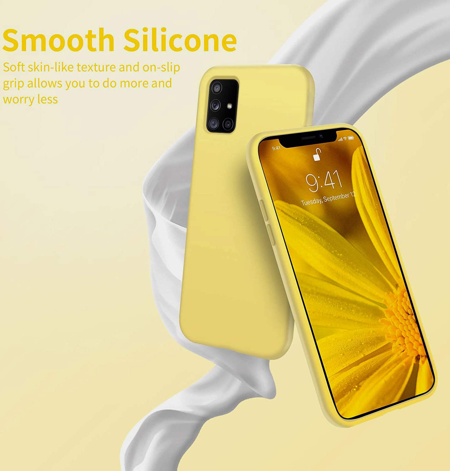 Leton Case for Samsung Galaxy A22 5g Phone Case,Soft Slim Silicone Case Anti-Scratch Shockproof with Microfiber Lining Protective Shell Cover for Samsung Galaxy A22 5g Yellow
