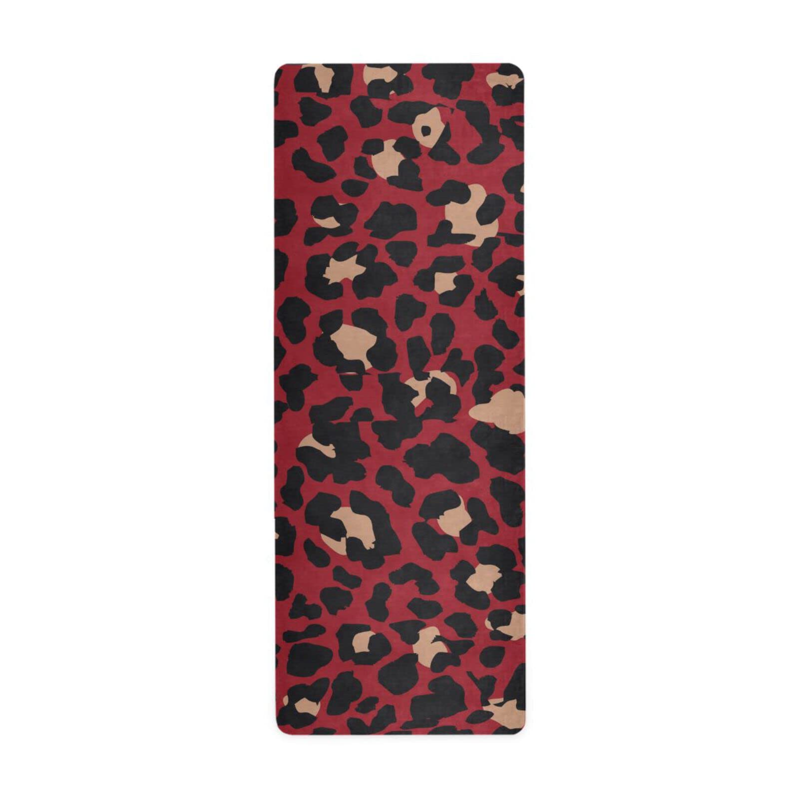 senya Red Leopard Cheetah Print(c3) Yoga Mat Cover, Non Slip Exercise Mat Cover High Performance Grip, Coming with Carry Bag(228vb9a)