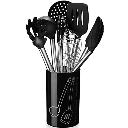 LMMDP 9 in 1 Silicone Handle Cookware Silica Gel Utensils Kitchenware Non Stick Pan Shovel Spoon Spatula Kitchen Cooking Tool Set