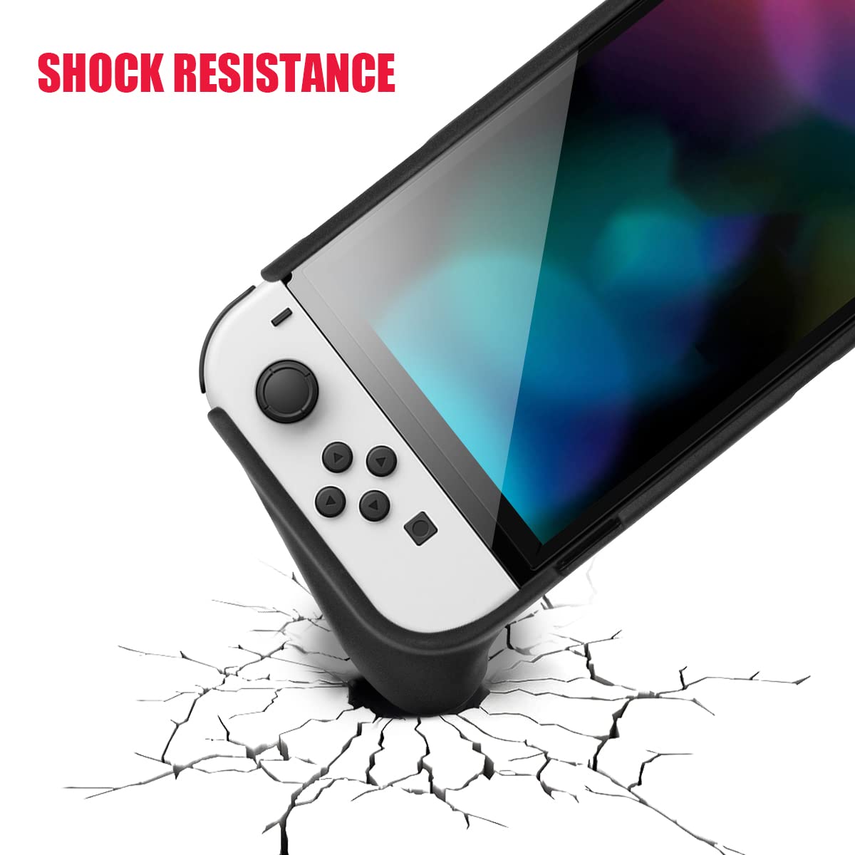 Protective Case for Switch OLED(Not Fit in OLED Dock),Switch OLED Hand Grip Cover Case,Ergonomic Silicone Grip with Soft TPU for Switch OLED,Switch OLED Handheld Mode Protector Case(White)