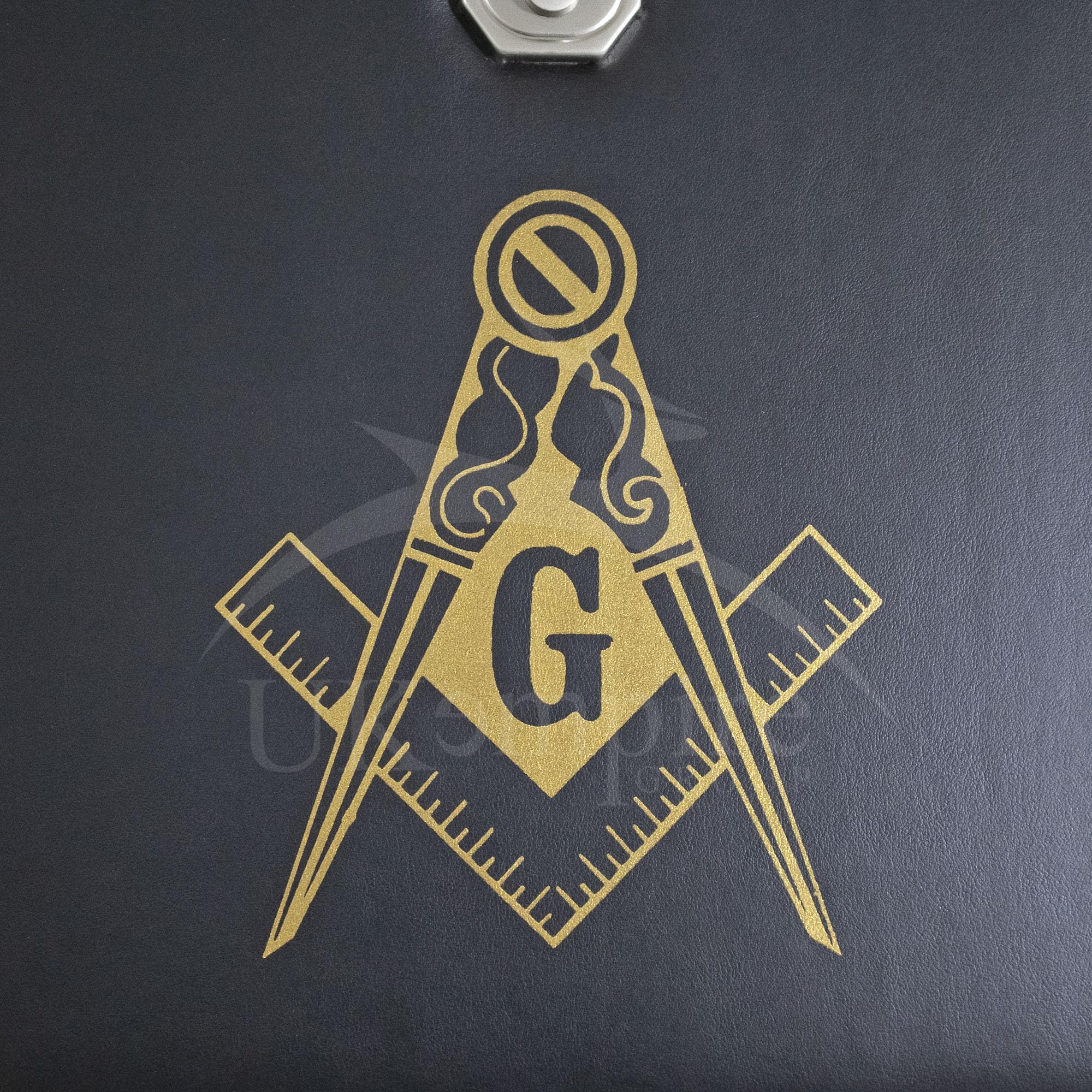 UK EMPIRE GROUP Masonic Apron & Chain Collar Case Leather Master Mason (Printed) MM, Provincial Size β Freemason Carrying Bags (Gold)