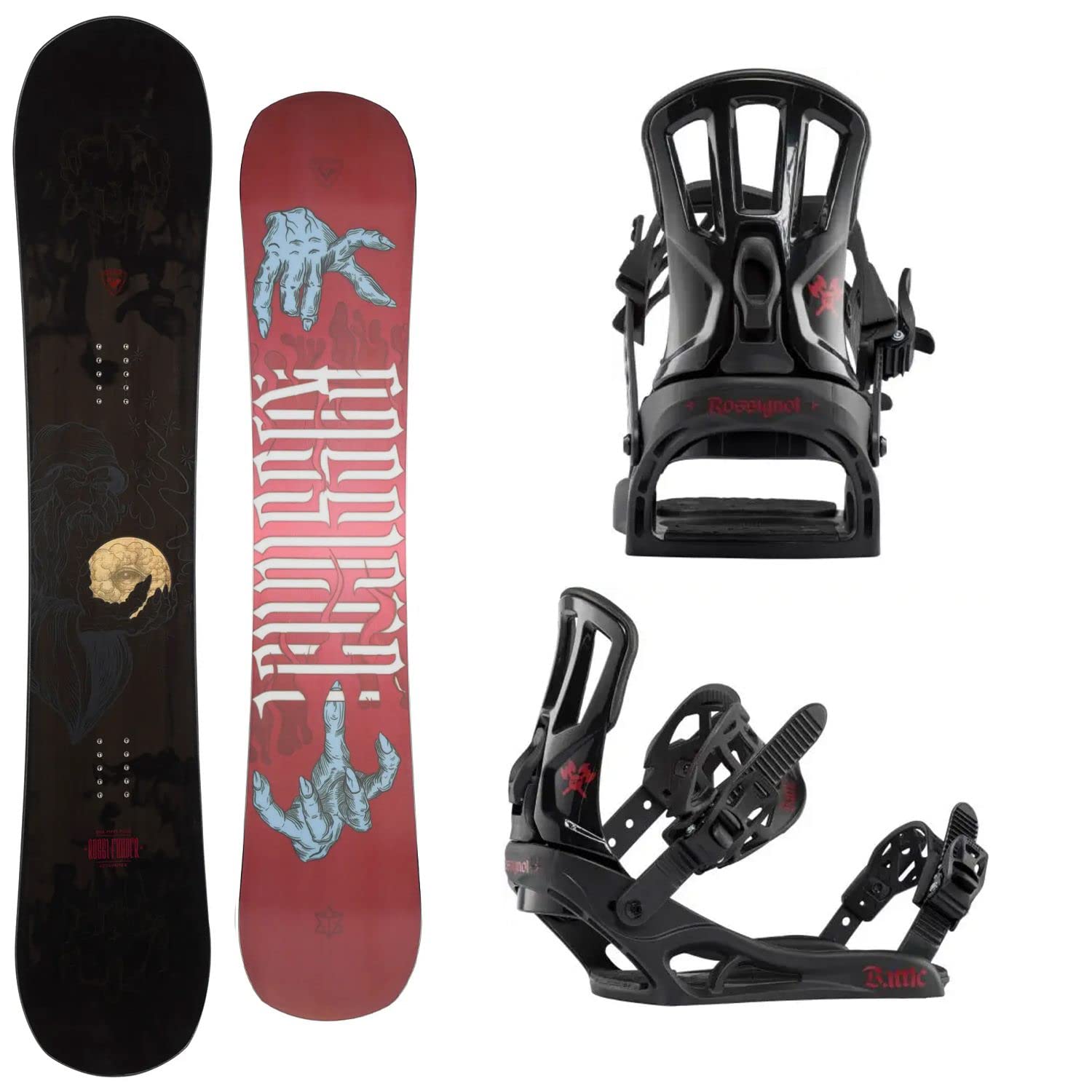 Rossignol Evader Wide Snowboard Mens 160cm (W) + Battle Bindings Black/Red XL