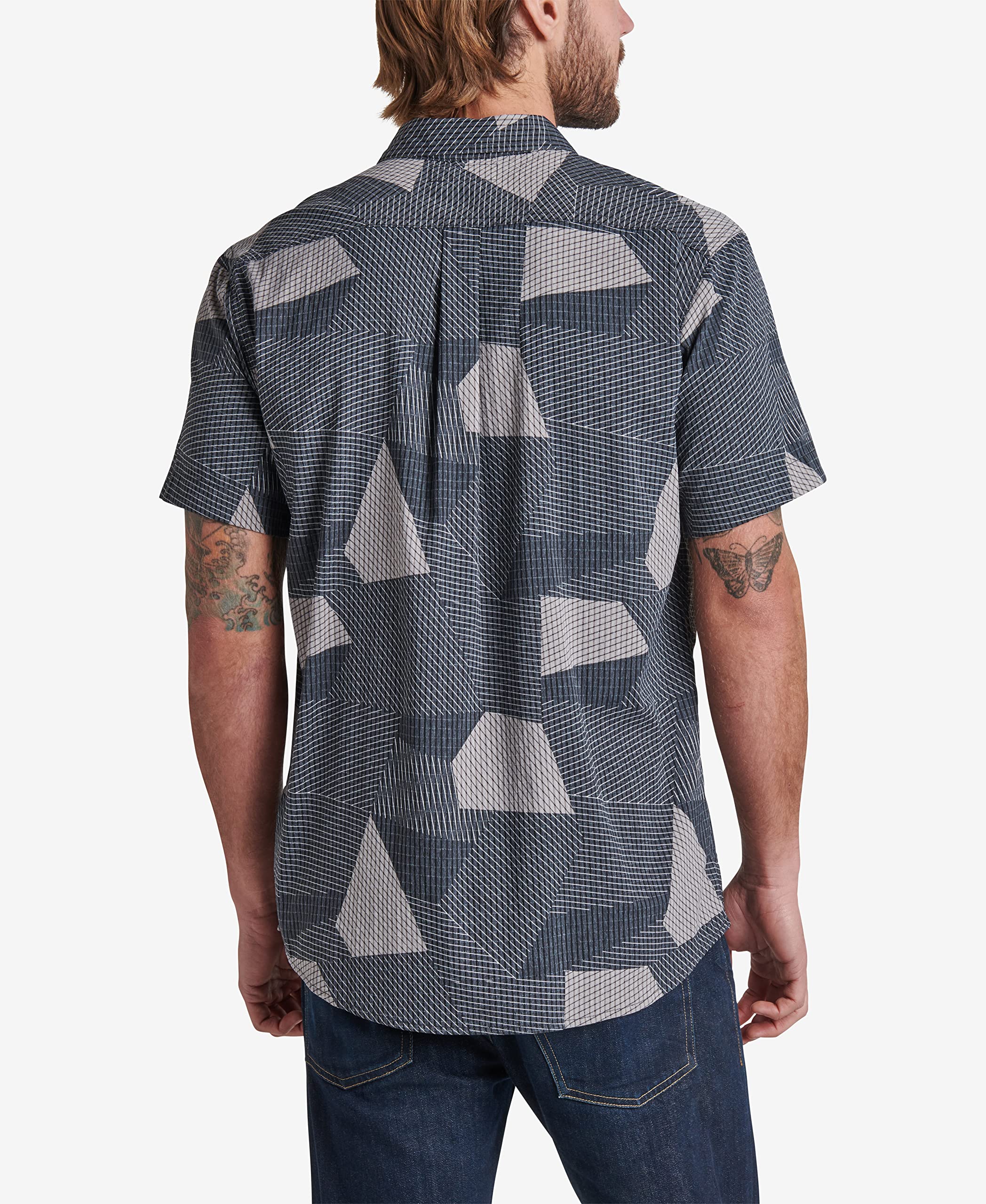 Reef Mens Woven Short Sleeve Tee - Durant (Caviar, Large)