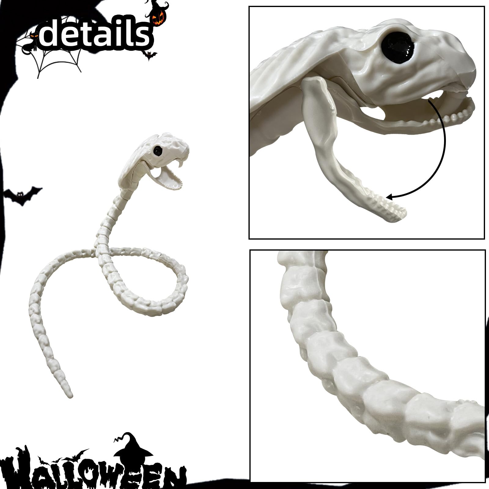 Lodou Slithering Skeleton Snake ,Halloween Animal Skeleton Props Skeleton Snake Halloween Decorations Creepy Decor Party Props (Snake)