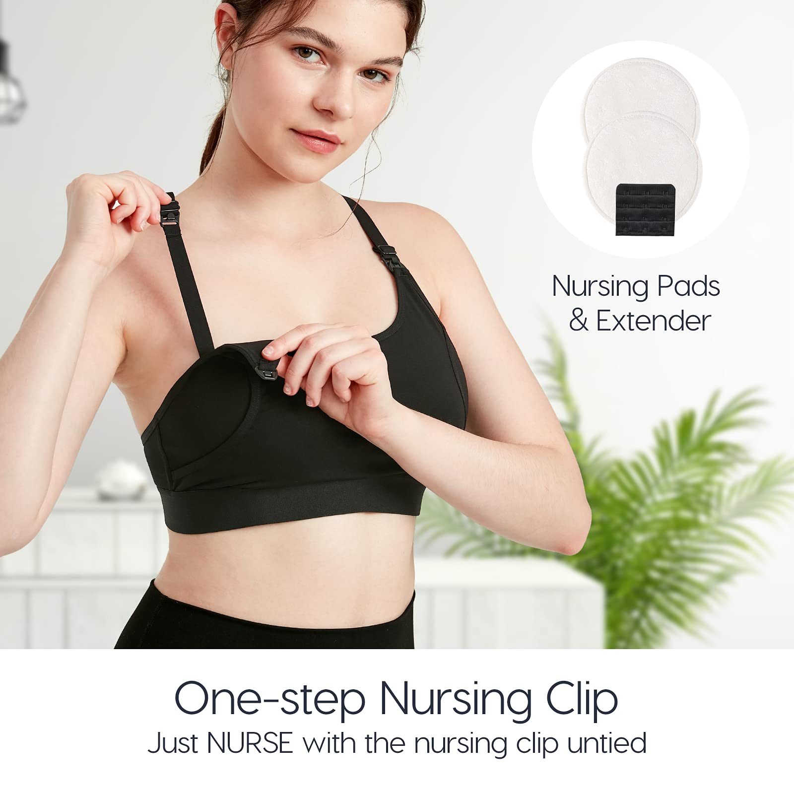 Lupantte Hands Free Pumping Bra for Women 2 Pack, Supportive Comfortable Breast Pump Bra with Pads, All Day Wear Pumping and Nursing Bra in One Breast Pump for Medela, Spectra, Momcozy, etc. (Large)