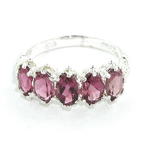 LetsBuyGold 925 Sterling Silver Natural Pink Tourmaline Womens Wedding Ring - Size 5.5