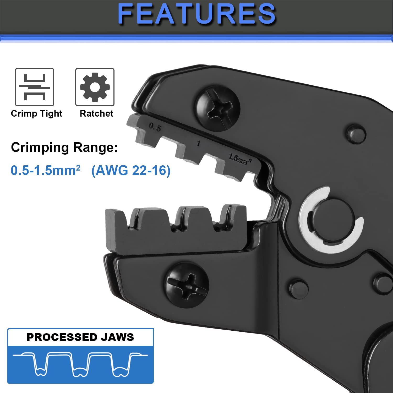 Wire Terminal Crimping Tool Kit, Qibaok Ratcheting Wire Crimper AWG 22-16(0.5-1.5mm²) with 500PCS Female Male Spade Connectors & Bullet Connectors Terminals
